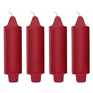 4 Pack Coach Candles Unscented 5" x 1.5" with 7/8" Base To Fit Traditional Candle Holders Including The Booklet "Candle Factoids Trivia & Safety Guidelines" Made In The USA (Red)