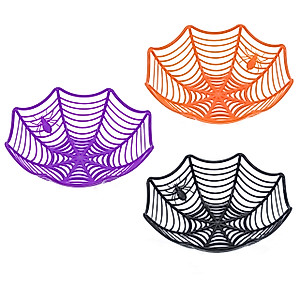JOYIN 5 Halloween Spider Web Plastic Basket Bowls for Halloween Trick or Treat Hand Grabbing Candy Holder Bowls, Truck or Treat Spider Web Party Supplies Decoration