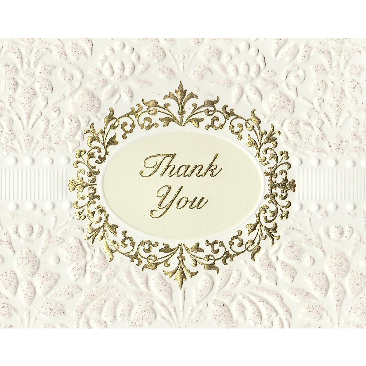 Carol Wilson Fine Arts Inc. - Gold Foil with Glitter- Blank Thank You Boxed Note Cards with Envelopes - 10 count - byt1696