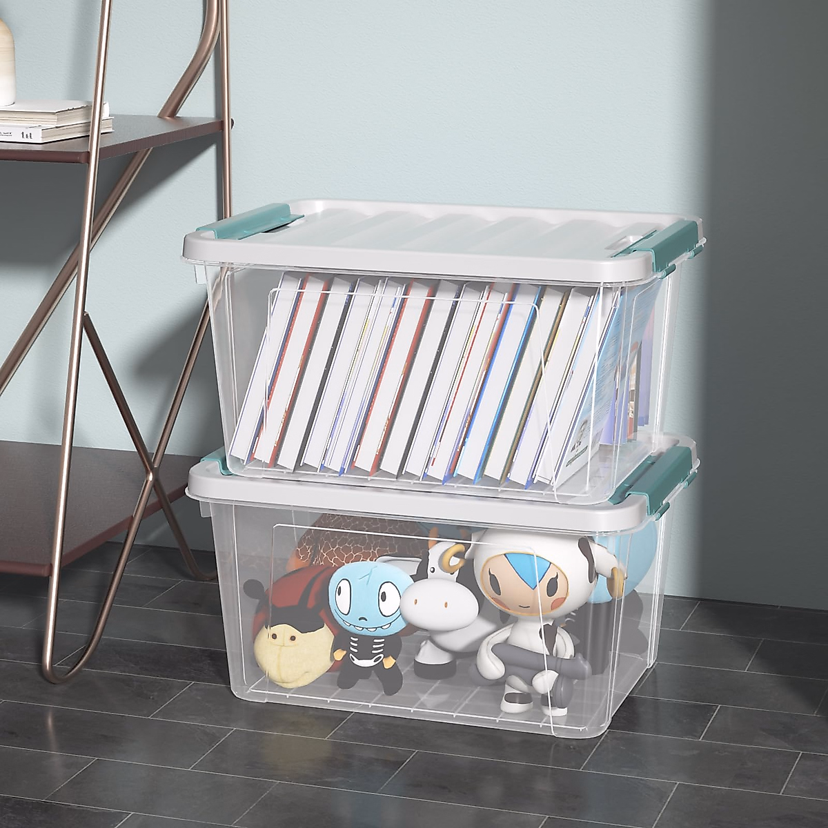 Buyitt 6-Pack Clear Plastic Storage Boxes, 20 Quart Plastic Storage Bins with Lids