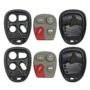 Keyless2Go Replacement for New Shell Case and 4 Button Pad for Remote Key Fob FCC KOBLEAR1XT KOBUT1BT - Shell ONLY (2 Pack)