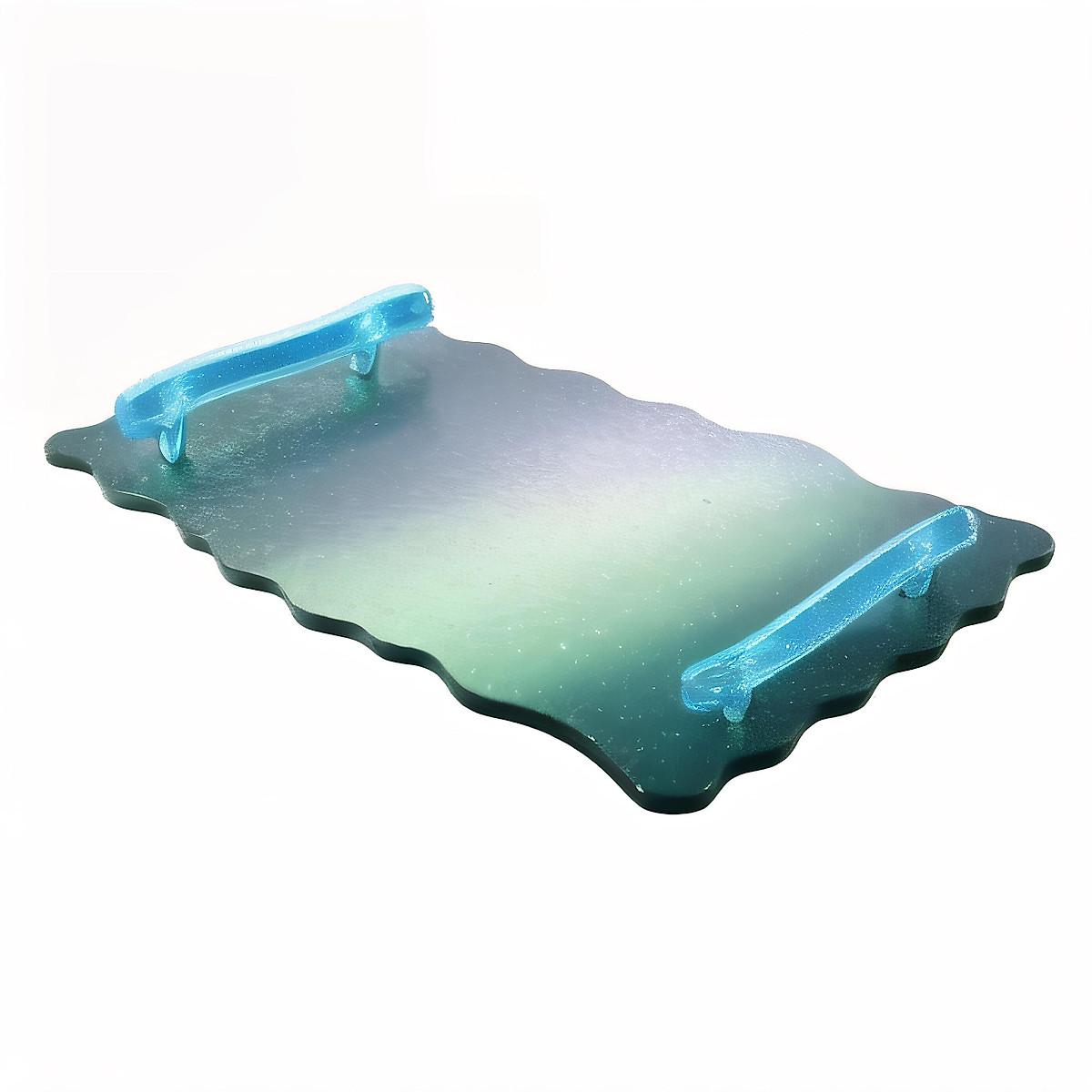 4pcs Large Silicone Tray Molds with Handles Molds Irregular Round Tray Resin Mold 14 Inches Irregular Geode Tray Plates Mold Handles Silicone Molds for Resin Casting (4 Tray Mold + 4 Handle Mold)