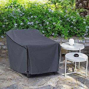 Patio Chair Cover 30x37x31 Inches Durable 1-Seater Outdoor Sofa Cover 600D UV-Coated Polyester Waterproof Furniture Cover High Back Chair Single Sofa Stackable Patio Chair Protection Cover,Ashy
