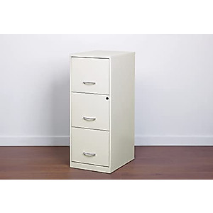Office Dimensions 3 Drawer Lock SOHO Vertical File Cabinet, 18-Inch, White