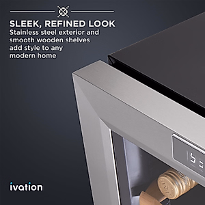 Ivation Premium Stainless Steel 8 Bottle Horizontal Thermoelectric Wine Cooler/Chiller Counter Top Red & White Wine Cellar w/Digital Temperature, Freestanding Refrigerator Quiet Operation Fridge