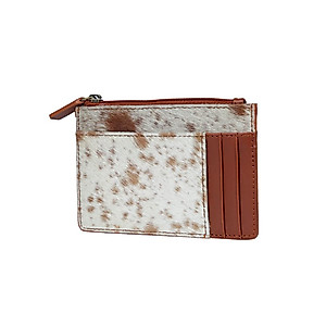 Myra Bag Women's Small Wallets - Panel Style Cowhide Hairon and Leather Wallets for Women, Credit Card Holder for Women, Small Wallet for Women, Ivory and Caramel Brown Wallet for Women