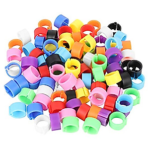POPETPOP Parrot Toys Parrot Toys 100PCS Pigeon Foot Ring Plastic Colorful Bird Leg Rings Identification Rings for Birds Pigeons Parrots Poultry 8mm (Random Color) Bird Toy Bird Toy