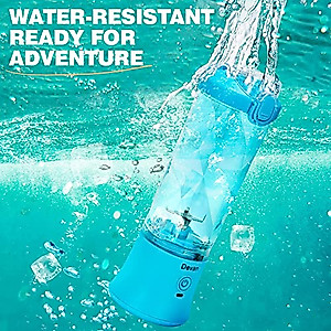 Portable Blender,270 Watt for Shakes and Smoothies Waterproof Blender USB Rechargeable with 20 oz BPA Free Blender Cups with Travel Lid. (Blue)