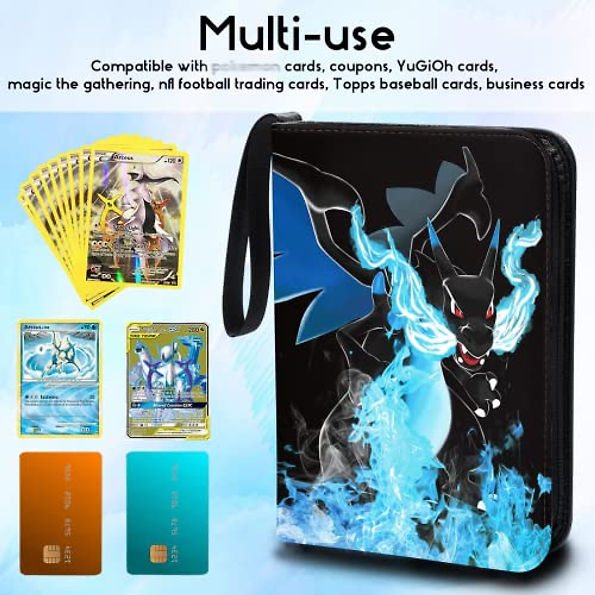 i-FSK Trading Card Binder, 4-Pockets Card Collection Binder Album Book for Game Cards with 50 Sleeves, 400 Pockets Fit 400 Trading Cards, Cheap Binder Gift for Kids Adults
