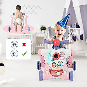 Baby Sit-to-Stand Learning Walker, 3 in 1 Baby Walker for Boys Girls Toddlers, Educational Baby Push Walkers with Entertainment Activity Center, Baby Music Learning Toy Gift for Infant Boys Girls