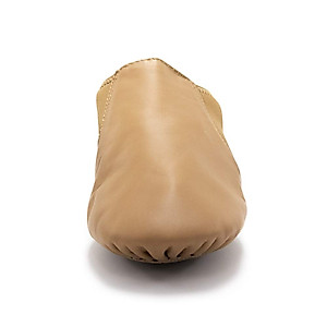 Dance Basix Leather Slip on Split Sole Jazz Shoes for Women, Men and Children Tan