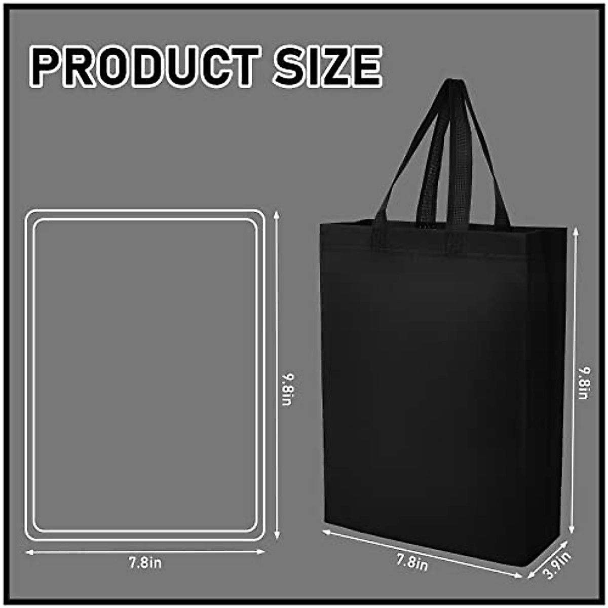 24 Pcs Reusable Totes with Handles Black Tote Bag Kitchen Grocery Bag Fabric Cloth Heavy Duty Shopping Bags (Classic Style)