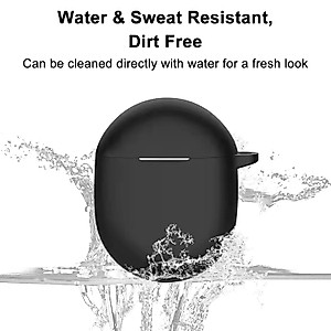 HXFRTYU Case Compatible with Google Pixel Buds Pro, Soft Silicone Shockproof Protective Cover with Carabiner Accessories, Black