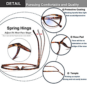 EYEURL 4 Pack Cat Eye Reading Glasses for Women, Blue Light Blocking Readers Lightweight Spring Hinge Anti Eyestrain UV Fashion Eyeglasses +2.50