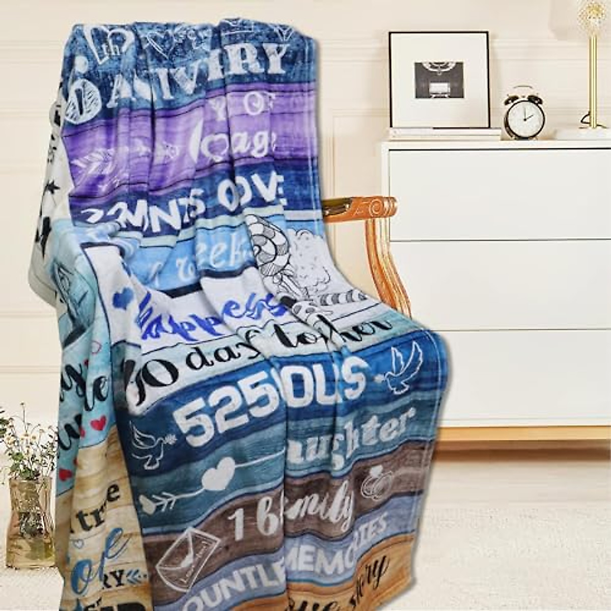 6 Year Anniversary Traditional Gifts for Her Him, 6th for Her, 6 Year Iron Anniversary Wedding Gift, Happy Anniversary Blanket Decorations Present for Women Men Couple