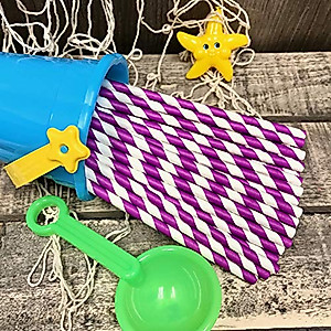 Stripe Paper Straws - Purple and White Straws - 7.75 Inches - 50 Pack Outside the Box Papers Brand