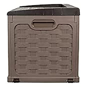 Starplast Sit-On Rattan Style Storage Box: 88 Gallon Outdoor Plastic Bin, Weather & Water Resistant, 45.7 x 22.8 x 22 Inches, 2 Color Options 56-811