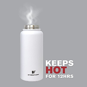 Hydraflow Hybrid - Triple Wall Vacuum Insulated Water Bottle with Dual Lid (25oz, Seafoam) Stainless Steel Metal Thermos, Reusable Leak Proof BPA-FREE for Sports and Travel