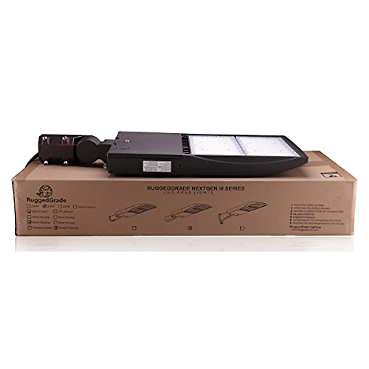 RuggedGrade 42,000 Lumen - 300 watt NextGen III LED Shoebox Lights - Dimmable - with Photocell - Slip FIT Mount -Brown HOUSING - 10KV Surge