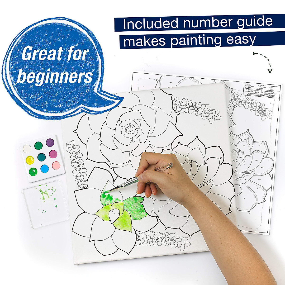 Faber-Castell Paint by Number Watercolor Bold Floral - Adult Paint by Number Kit on Canvas - DIY Flower Painting