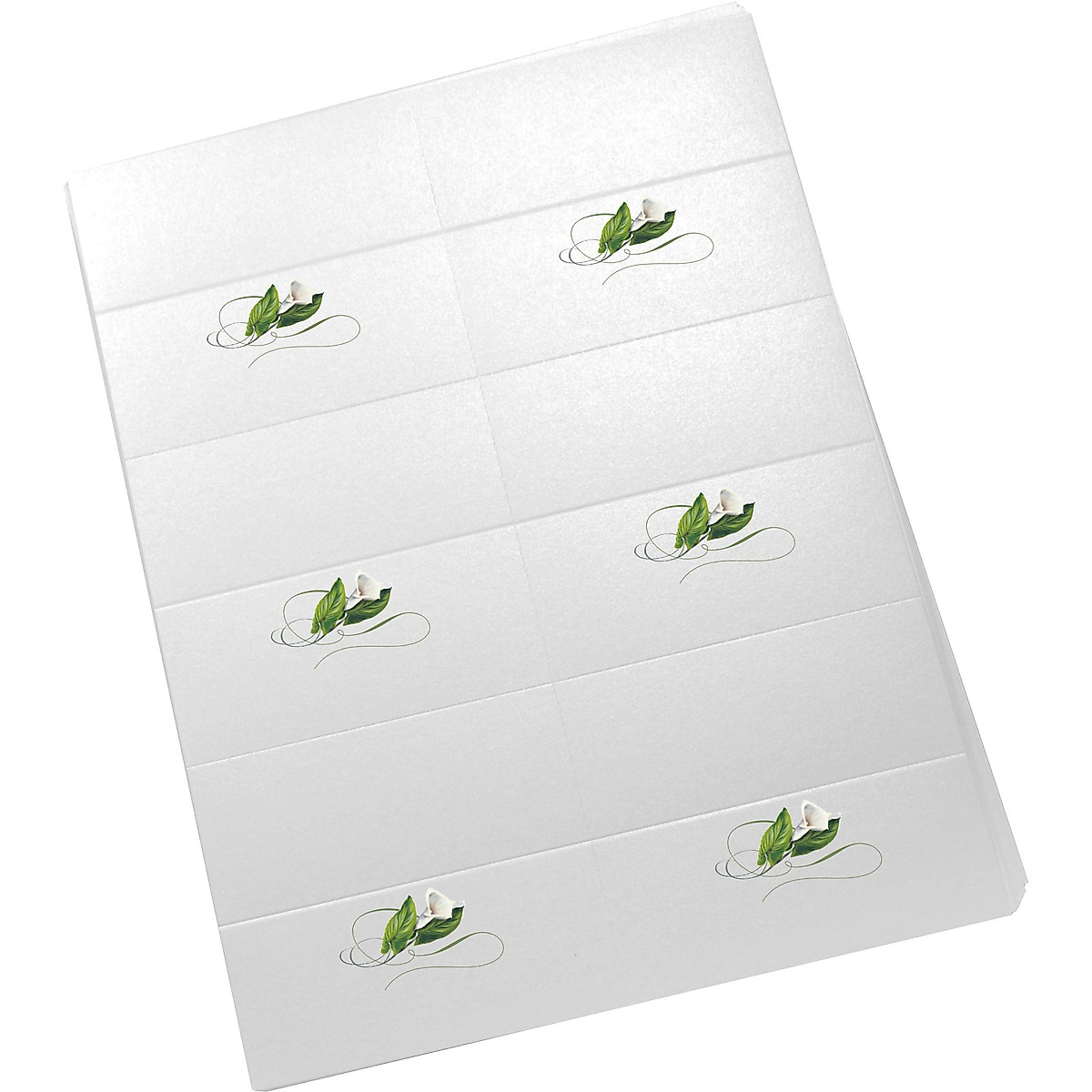 Calla Lily Swirl Printable Place Cards, Set of 60 (10 Sheets), Laser & Inkjet Printers - Wedding, Party, Dinner, and Special Events - Made in the USA