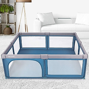 ROCSMAC Extra Large Baby Playpen for Babies and Toddlers, Indoor & Outdoor Large Sturdy Playard Activity Center with Non-Slip Base, Safe Baby Playpen Prevent Climbing Design for Infants 79 X 71X 27‘’