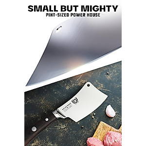 Dalstrong Meat Cleaver Knife -4.5"- Gladiator Series Elite-Heavy Duty Giftable Kitchen Knife - Black Handle-Razor Sharp Knife-Forged High Carbon German Steel -w/Sheath-NSF Certified