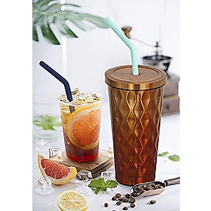 Hiware 12 Pcs Reusable Silicone Drinking Straws with Travel Case - Long Drinking Straws for 30 oz and 20 oz Tumblers, 2 Cleaning Brushes