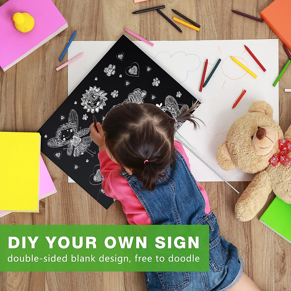 Tuanse 20 Pack Blank Yard Signs with Stakes Bulk Corrugated Plastic Lawn Signs Double Size for Garage Sale Real Estate Open House Rent Guidepost Birthday Party Decorations(16 x 12 Inch,Black)