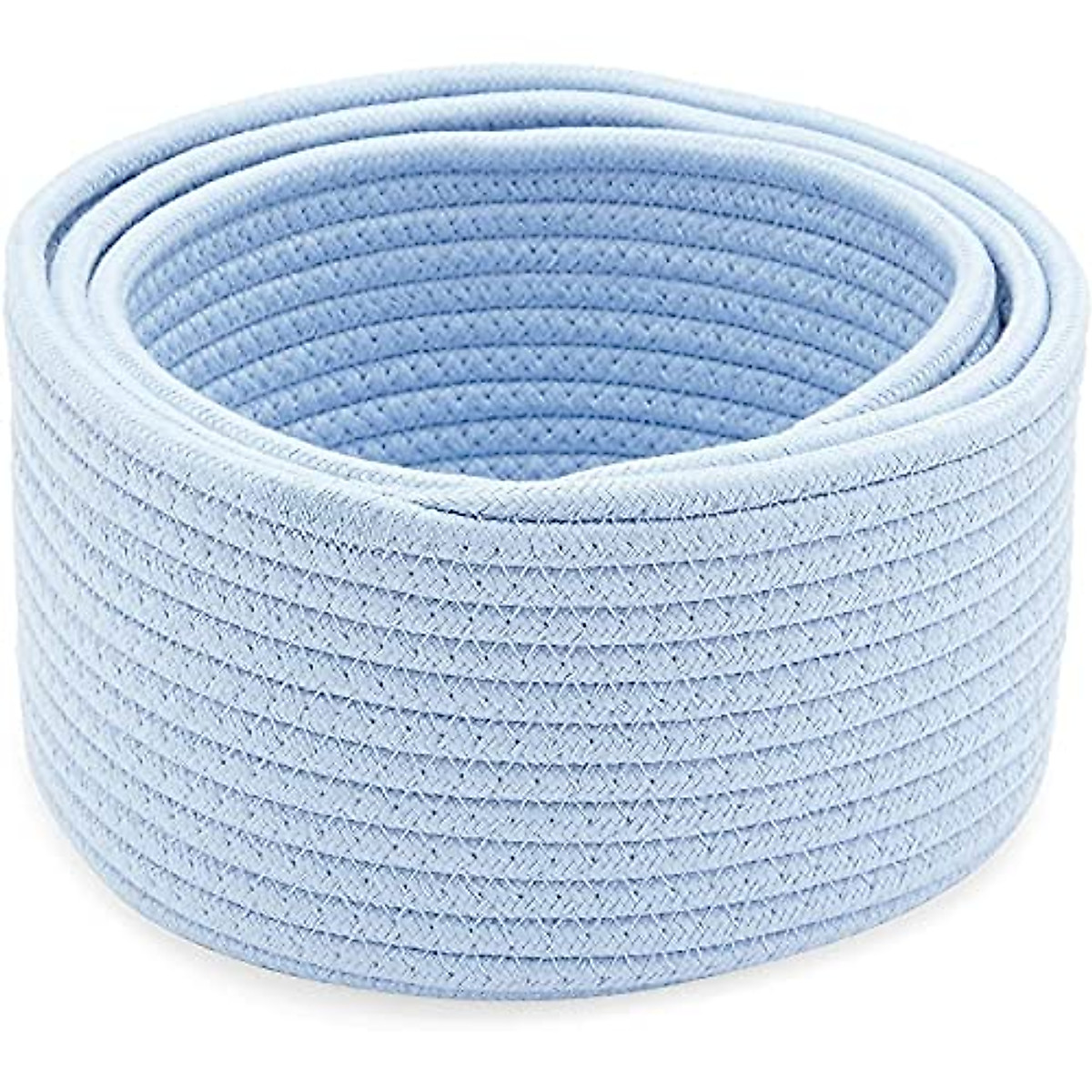 Farmlyn Creek Cotton Woven Baskets for Storage, Light Blue Organizers (3 Sizes, 3 Pack)