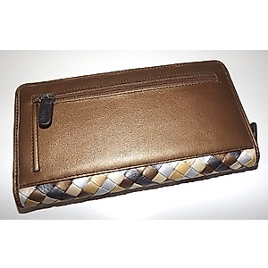 Italia Leather Women's Woven Zip Around Clutch Wallet Metallic Multi
