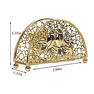 Napkin Holder Gold Paper Dispenser: Modern Metal Napkin Holder for Kitchen Dining Tables - Paper Cocktail Napkins Holders Organizer for Kitchen Restaurant Home Décor