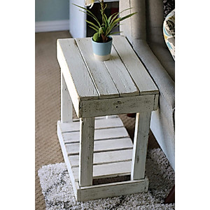 White Slatted End Table