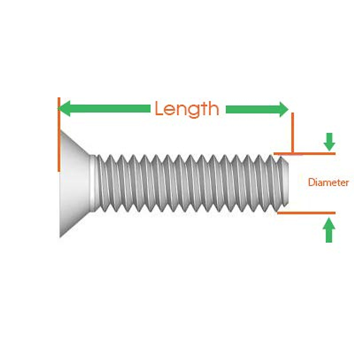 Socket Flat Countersunk Head Cap Screw, 6-32 x 3/8", Alloy Steel, Black Oxide, Hex Socket (Quantity: 100) Coarse Thread, 6 Hexagonal Allen Bolt, Length: 3/8 inch, Full Thread