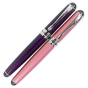 Sipliv 2PCS Jinhao X750 Fountain Pen in 2 Colors with Ink Refill Converter, Purple & Pink