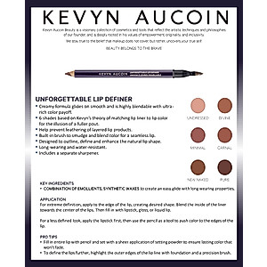 Kevyn Aucoin Unforgettable Lip Definer, Minimal: Long-wearing makeup lip definer. Water-resistant, defined tip accentuates lips. Blend-able. Dual-ended pencil and brush. All skin tones and types.