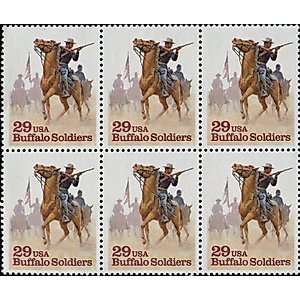 BUFFALO SOLDIERS ~ NEGRO CALVARY ~ BLACK HERITAGE ~ BLACK HISTORY ~ CIVIL WAR #2818 Block of 6 x 29¢ US Postage Stamps