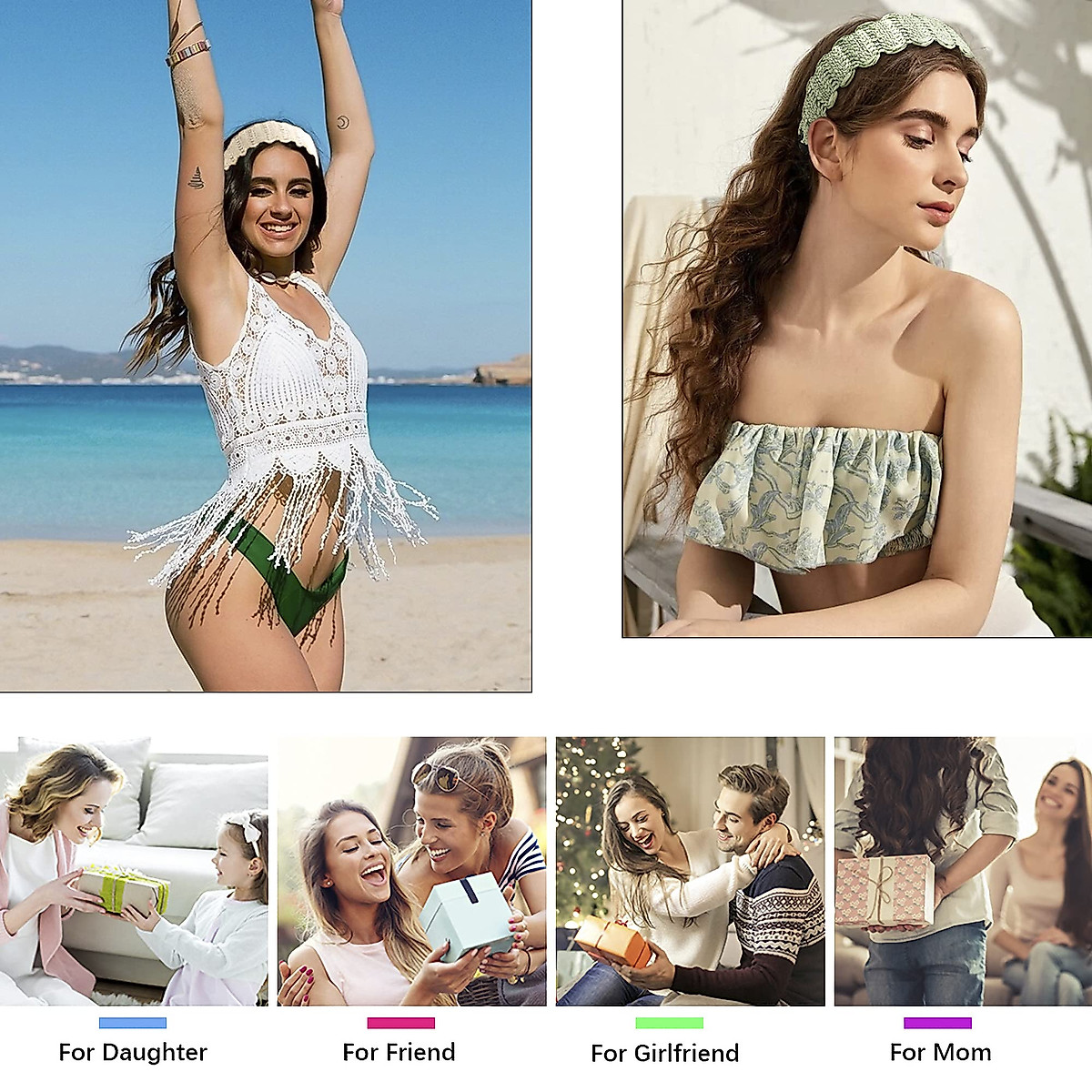 Ivyu Rattan Summer Straw Head Bands - Cute Wide Raffia Woven Hair Bands for Women and Girls, Tan Beauty Beech Hairbands Hair Accessories