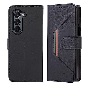 Cellphone Flip Case Kickstand Case for Samsung Galaxy Z Fold 5 5G Case,Premium PU Leather Wallet Case with Card Holder,Magnetic Closure Shockproof Case Full Body Protection Phone Cover Case Protective