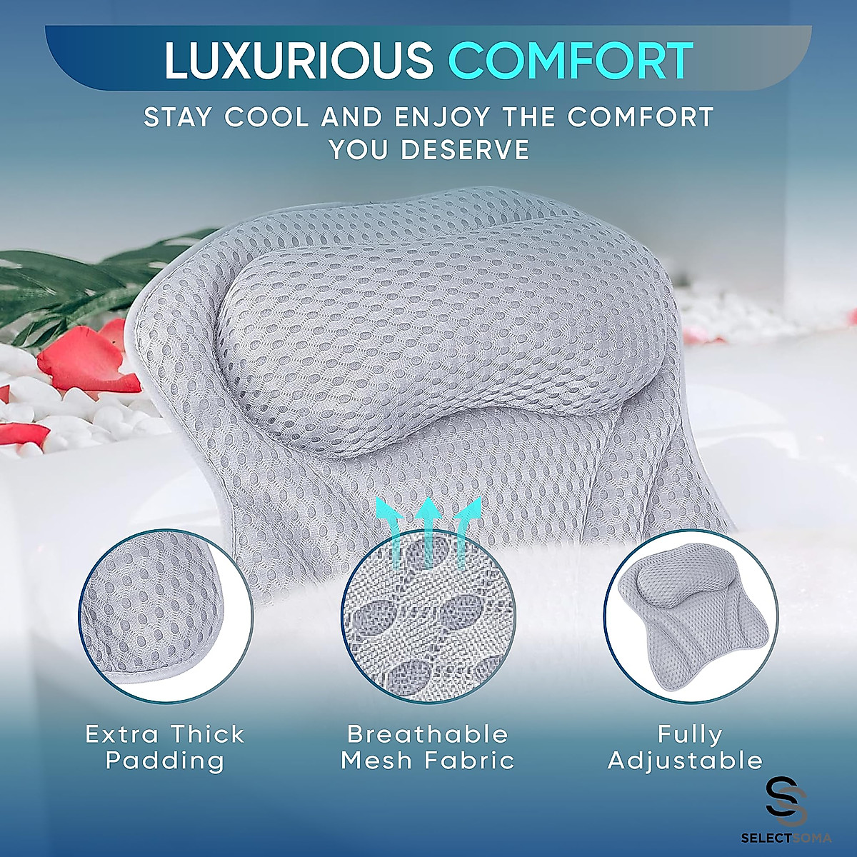 Bath Pillows for Tub Neck and Back Support - Bath Pillow for Bathtub - Bath Tub Pillow Headrest - Spa Pillow for Bathtub and Hot Tub - Bathtub Accessories for Women – Bath Cushion for Tub Adult