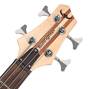Bullfighter 4 String Electric Bass Guitar, Full Size Standard Right Handed Rosewood Fretboard Bass Kit with Gig Bag Strap Cable (wood)
