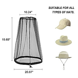 CozyCabin 3PCS Mosquito Head Net Mesh Face Netting for Hats, Head Mesh Protecting Net for Outdoor Hiking Camping Garden