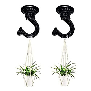GDQLCNXB 6 Sets 55mm/2.17" Ceiling Metal Ceiling Hooks, Heavy Duty Swag Ceiling Hooks with Hardware for Hanging Plants/Chandeliers/Wind Chimes/Ornament (Black Color)