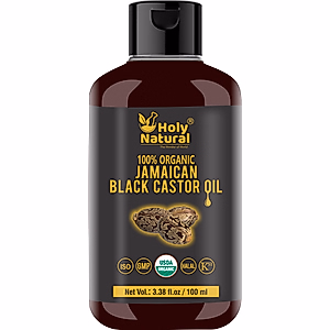 Organic Jamaican black Castor Oil (3.38 fl oz) USDA Certified, Traditional Handmade with Typical and Traditional roasted castor beans smell ,100% Pure black Castor Oil (No Additive, Non GMO)