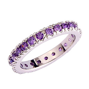 Psiroy 925 Sterling Silver Plated Created Amethyst Filled Eternity Stacking Ring Band Size 10