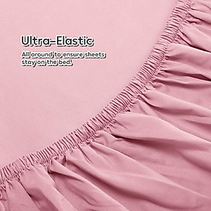 SLEEP ZONE Kids Twin Bed Sheets Set 3-Piece - Super Soft & Cute Kids Sheet Set with Flat Sheet, Fitted Sheet, Pillowcase (Twin, Ballet Pink)