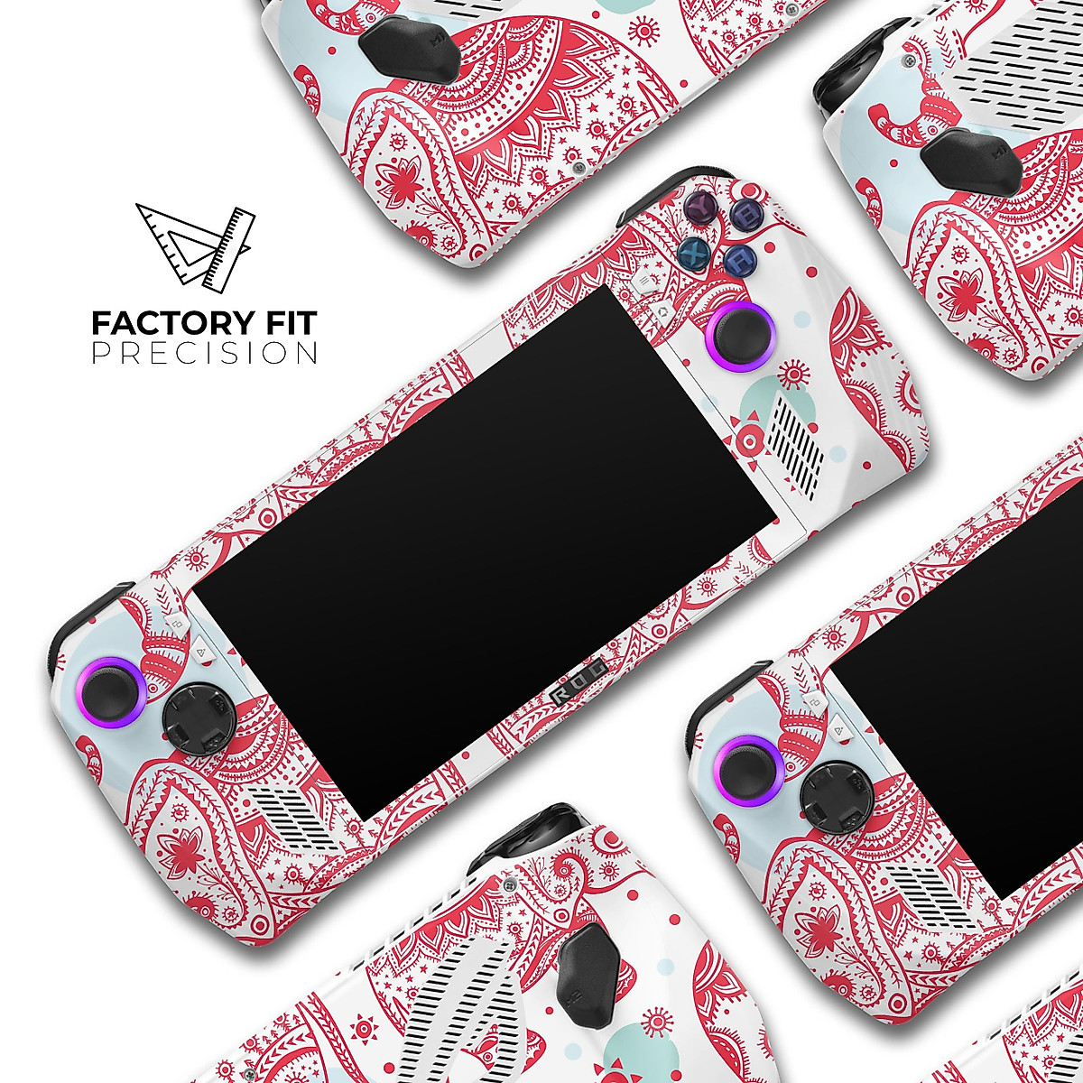 DesignSkinz - Compatible with Rog Ally - PC Skin Decal Protective Scratch Resistant Vinyl Wrap Gaming Cover - Sacred Red Elephant and Polkadots