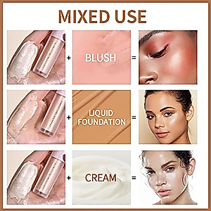 Jutqut Liquid Highlighter, Shimmer Face Body Highlighter Wand,Waterproof and Long-lasting Cream Smooth Highlighter Illuminator, Silky Natural Glow Makeup Stick for Body, 02#STARLIGHT