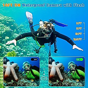 4K Underwater Camera 48MP Compact Digital Camera Waterproof Camera Underwater Camera for Snorkeling with 32GB Card, 18X Digital Zoom and 2.8 Inch LCD Screen (Black)