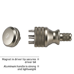 CRKT 6 Bit Driver Set: Compact & Lightweight Everyday Carry, Anodized Aluminum Handle, Includes 6 Torx Bits 9910